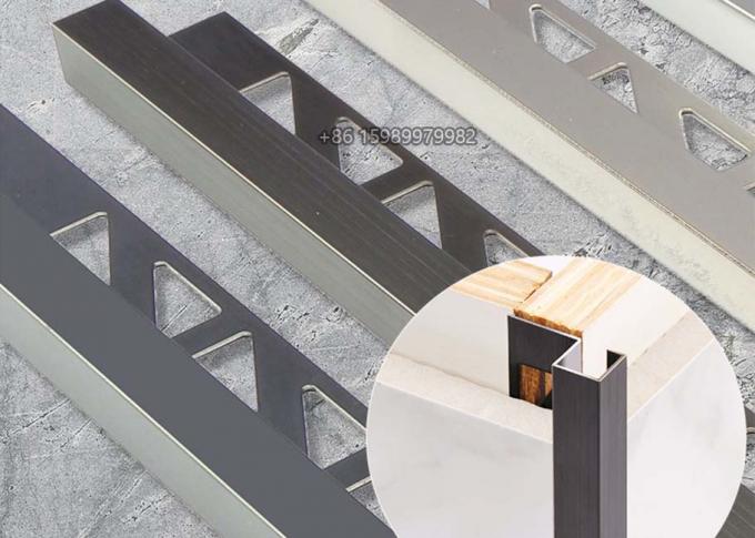 Box Square Stainless Steel Tile Trim For Tile Edging Black Silver Brushed